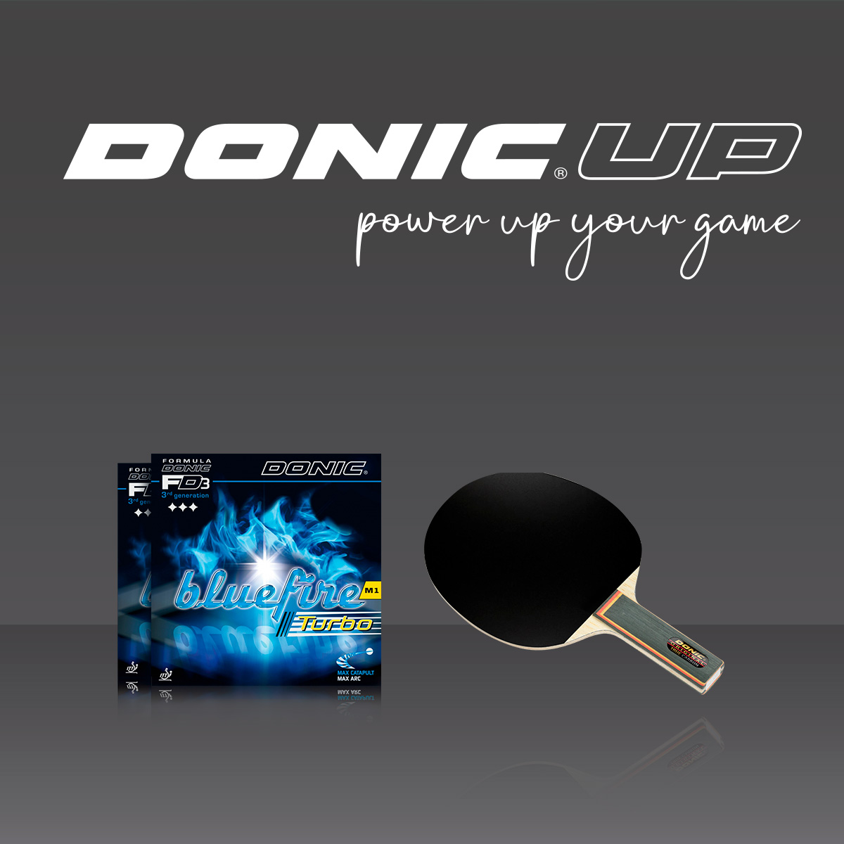 Bundle DONIC ORIGINAL TRUE CARBON konkav mit BLUEFIRE M1 TURBO Belägen ...